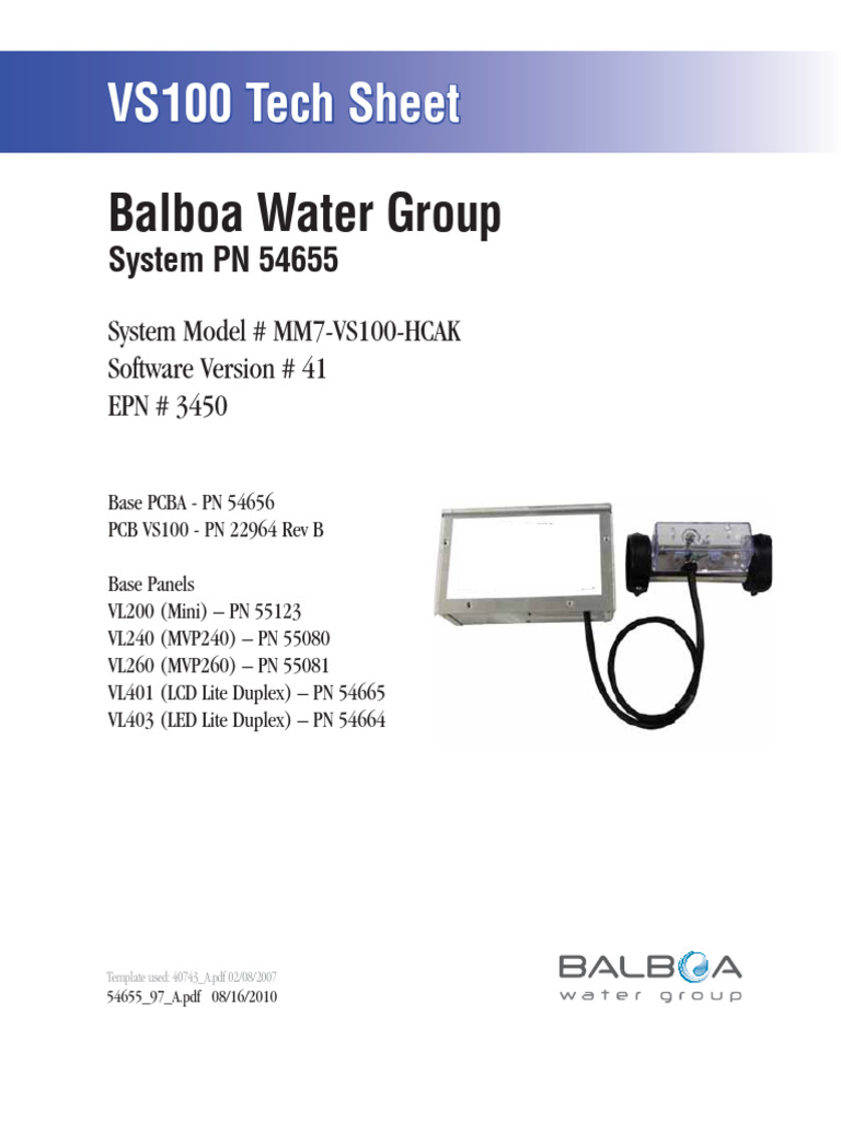 Balboa GS100 Wiring Configuration and DIP Settings | PDF | Electrical ...