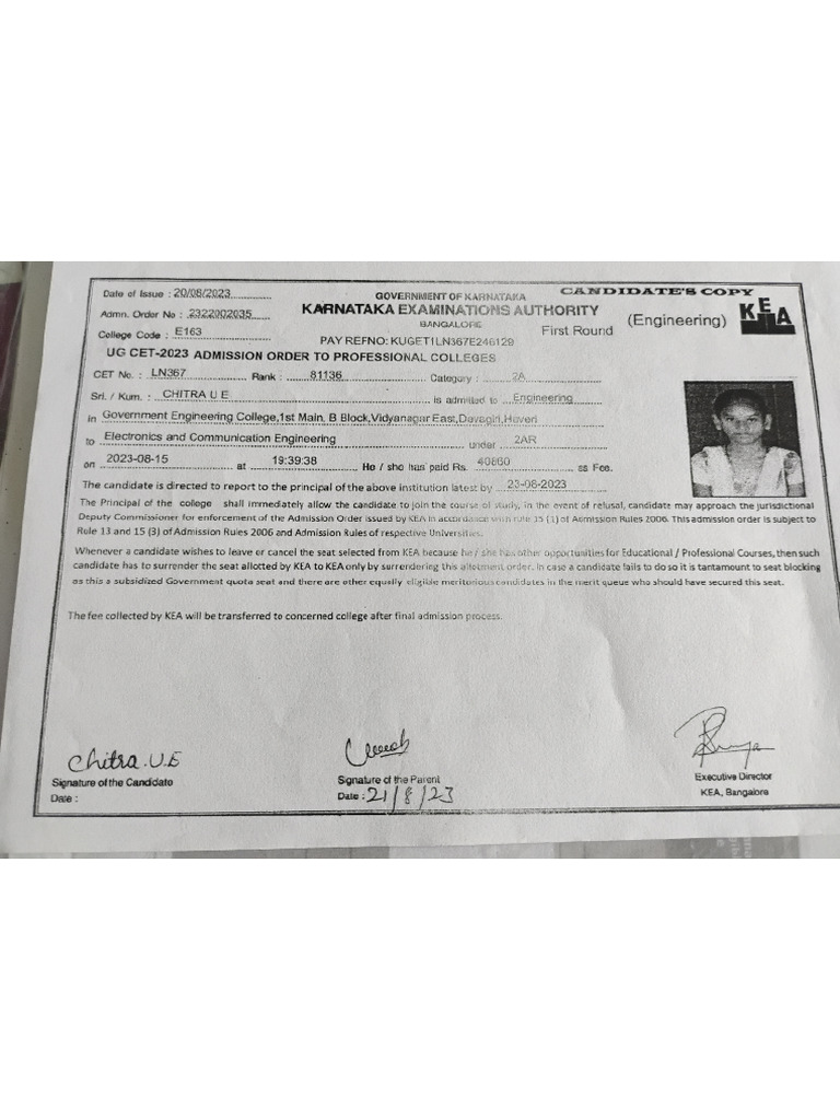 Admission Order | PDF