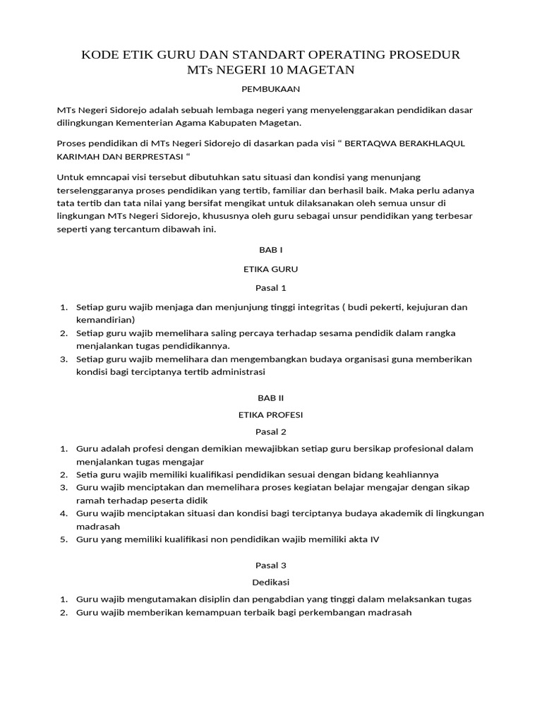Kode Etik Guru | PDF