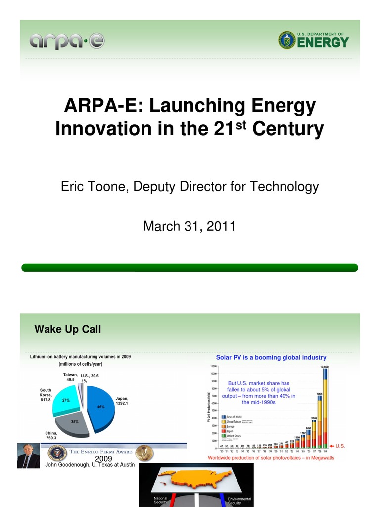 ARPA-E: Launching Energy Innovation in The 21 Century: Eric Toone ...
