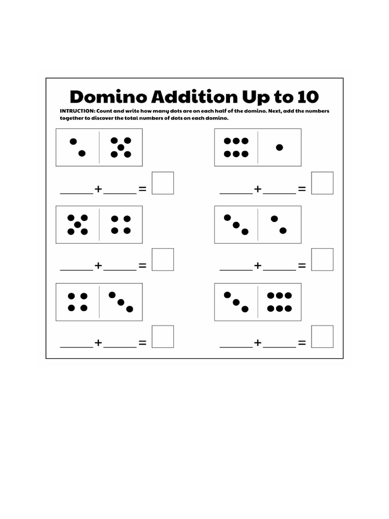 Printable Domino Math Worksheet | PDF