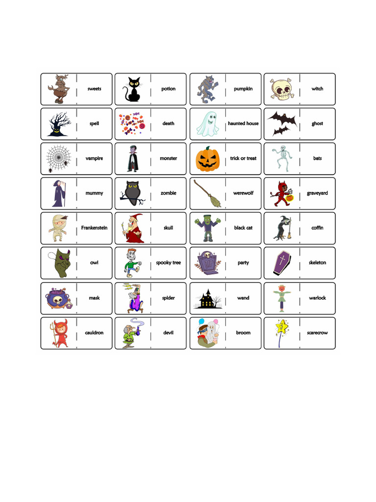 Halloween Esl Printable Dominoes Game For Kids | PDF
