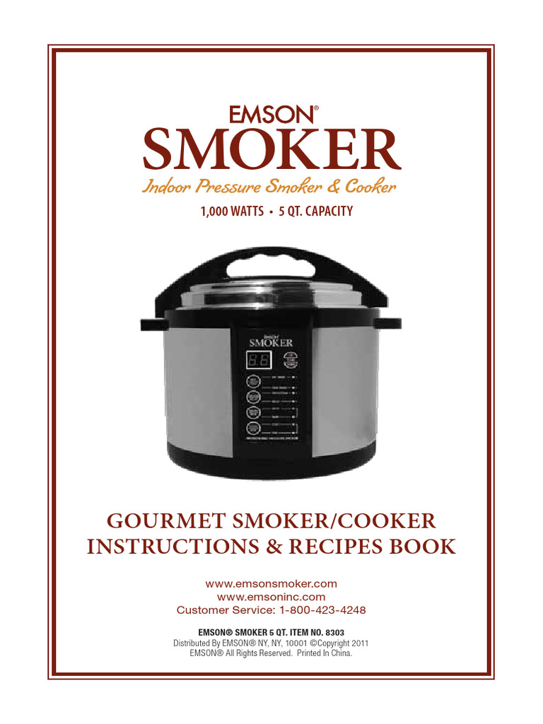 Emson Smoker | PDF | Pressure Cooking | Smoking (Cooking)