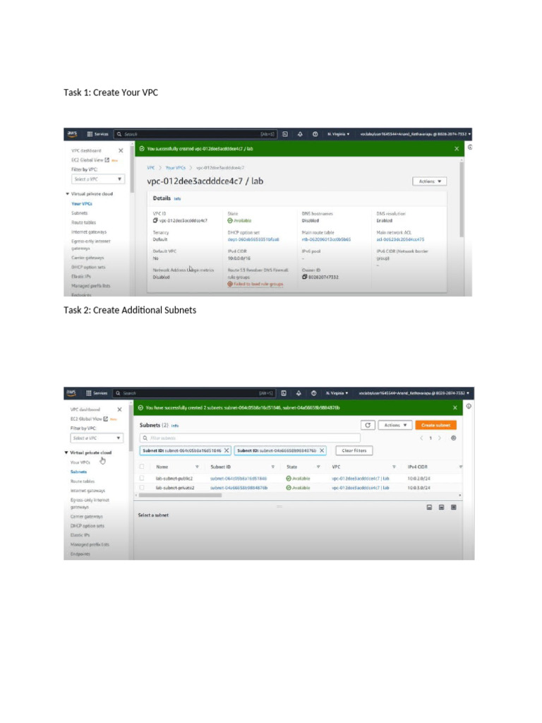 Building A Virtual Private Cloud and Launching A Web Server | PDF