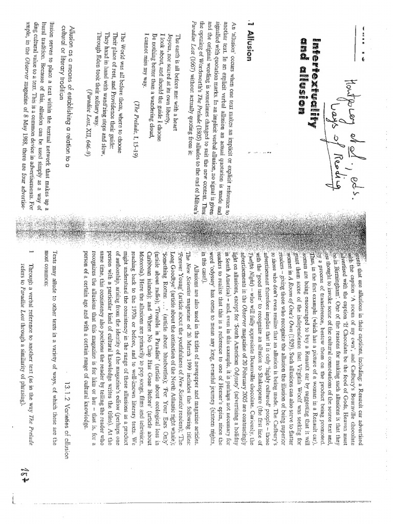 Intertextuality and Allusion | PDF