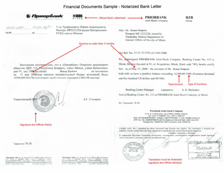 Revised Notarized Bank Letter | PDF