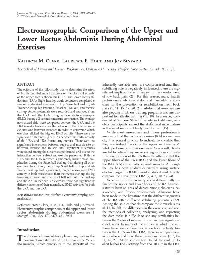 K.M. Clark - EMG Comparison of The Upper and Lower Rectus Abdominis ...