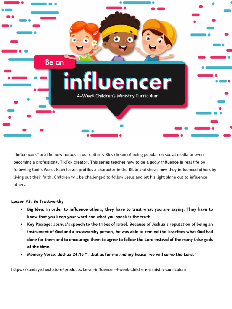 Influencer Week 3 - Be Trustworthy | PDF | Joshua | Israelites