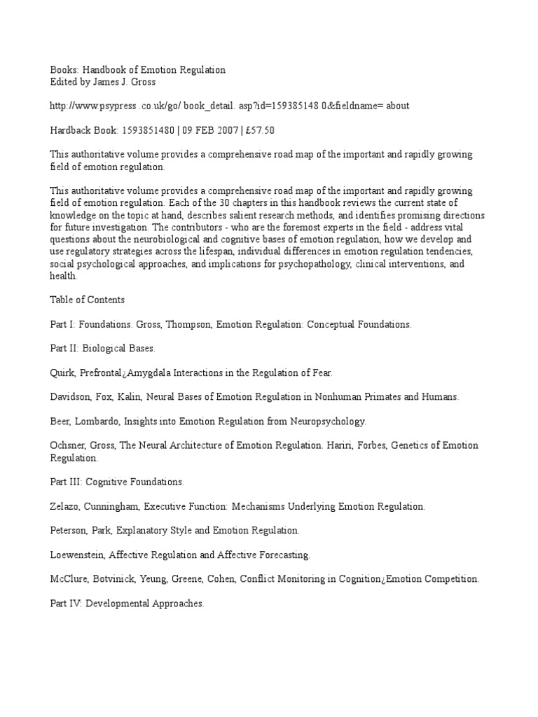 Handbook of Emotion Regulation | PDF | Emotional Self Regulation | Emotions