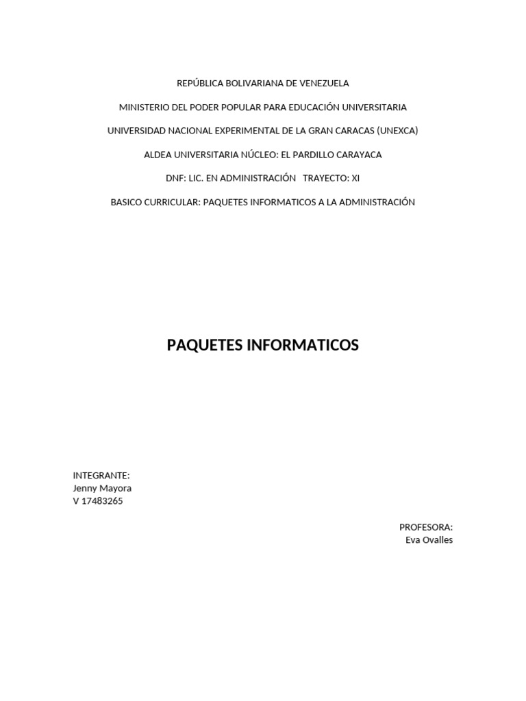 Paquetes Informaticos TRABAJO | PDF | Informática | Inteligencia artificial