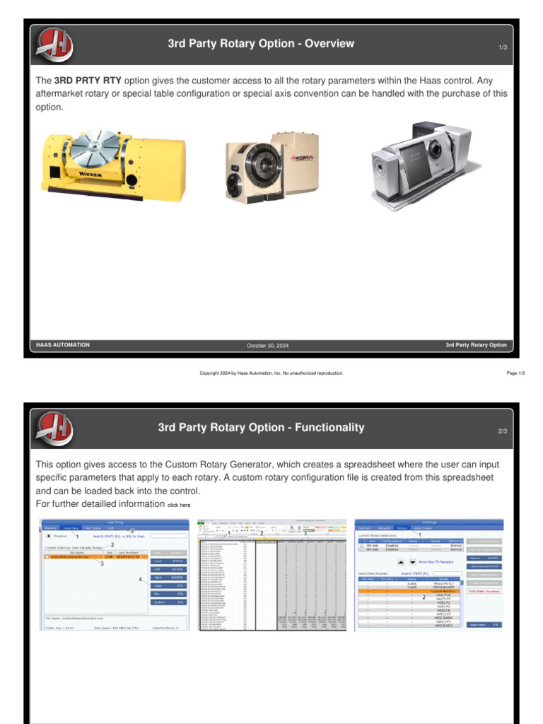 HST - Haas Sales Tool - 3rd Party Rotary Option | PDF