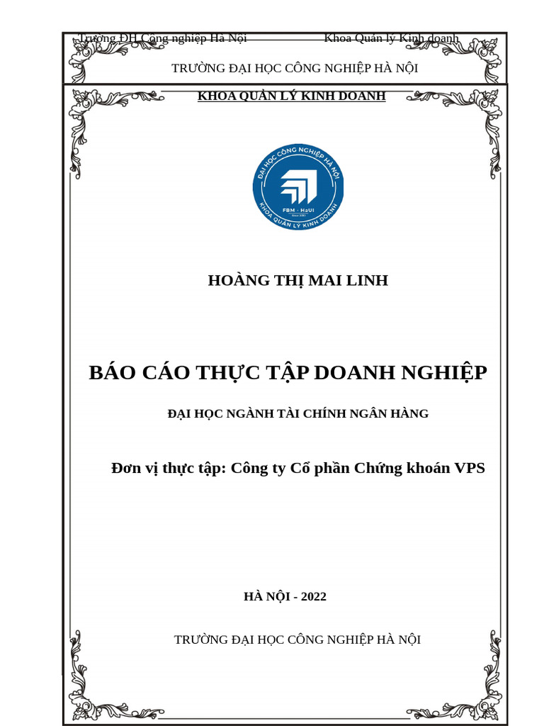 (123doc) Bao Cao Thuc Tap Cong Ty Co Phan Chung Khoan Vps Nganh Tai Chinh Ngan Hang | PDF