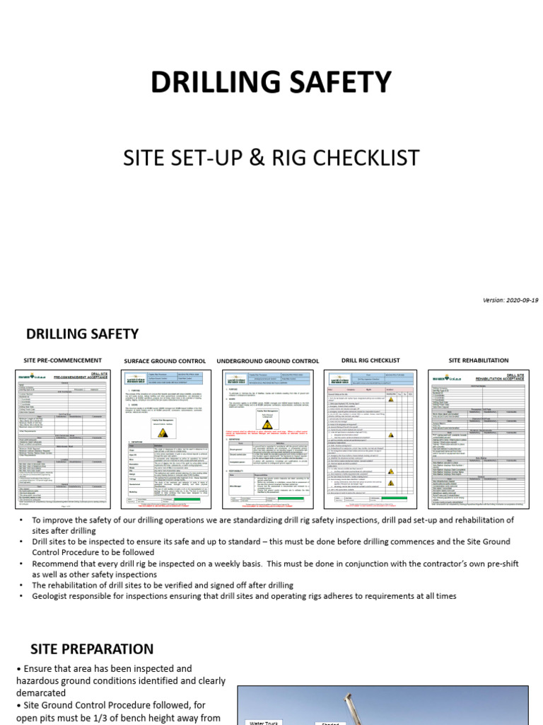 Drilling Safety - Site Set-Up & Rig Checklist | PDF | Technology ...