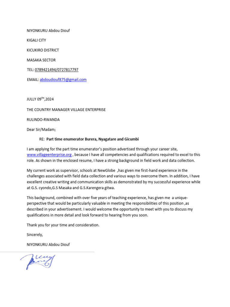 Cover Letter 1 | PDF