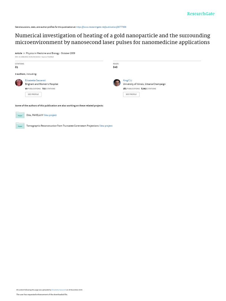 PMB 2009 | PDF | Surface Plasmon Resonance | Cross Section (Physics)