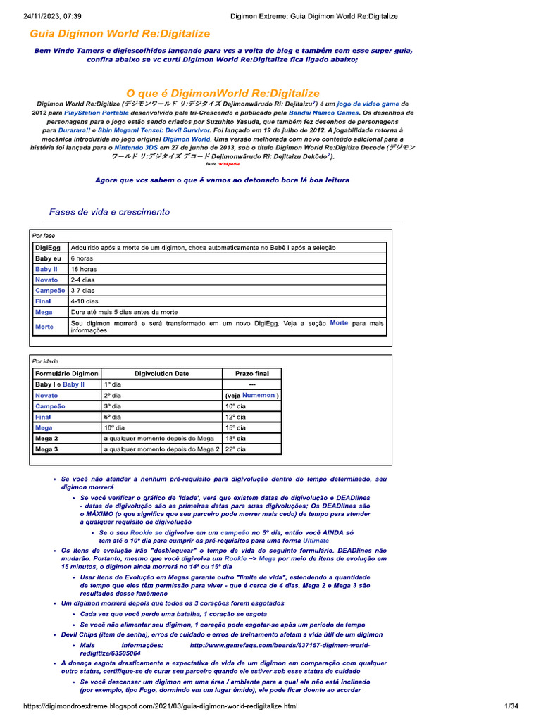 Guia Digimon World Re - Digitalize | PDF