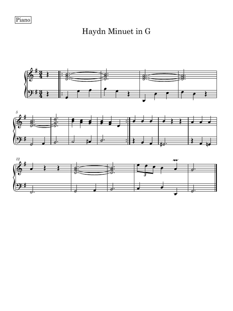 03 - Piano - Haydn Minuet in G | PDF