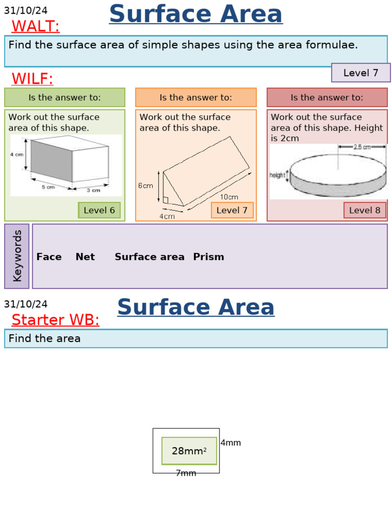 Surface Area Calculation Guide | PDF | Area | Elementary Mathematics