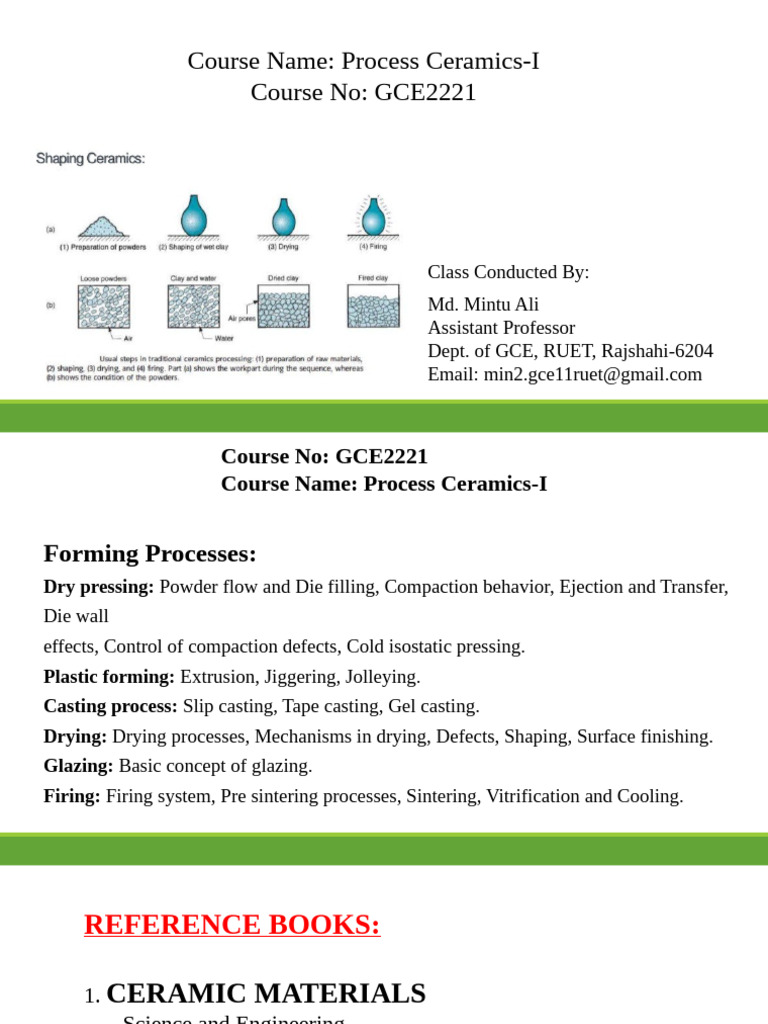 Process Ceramics (Class-01) | PDF | Ceramics | Sintering