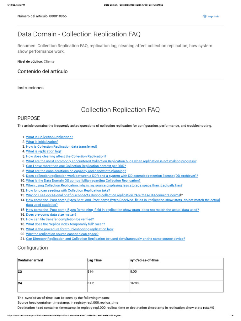 Data Domain - Collection Replication FAQ - Dell Argentina | PDF | Replication (Computing ...