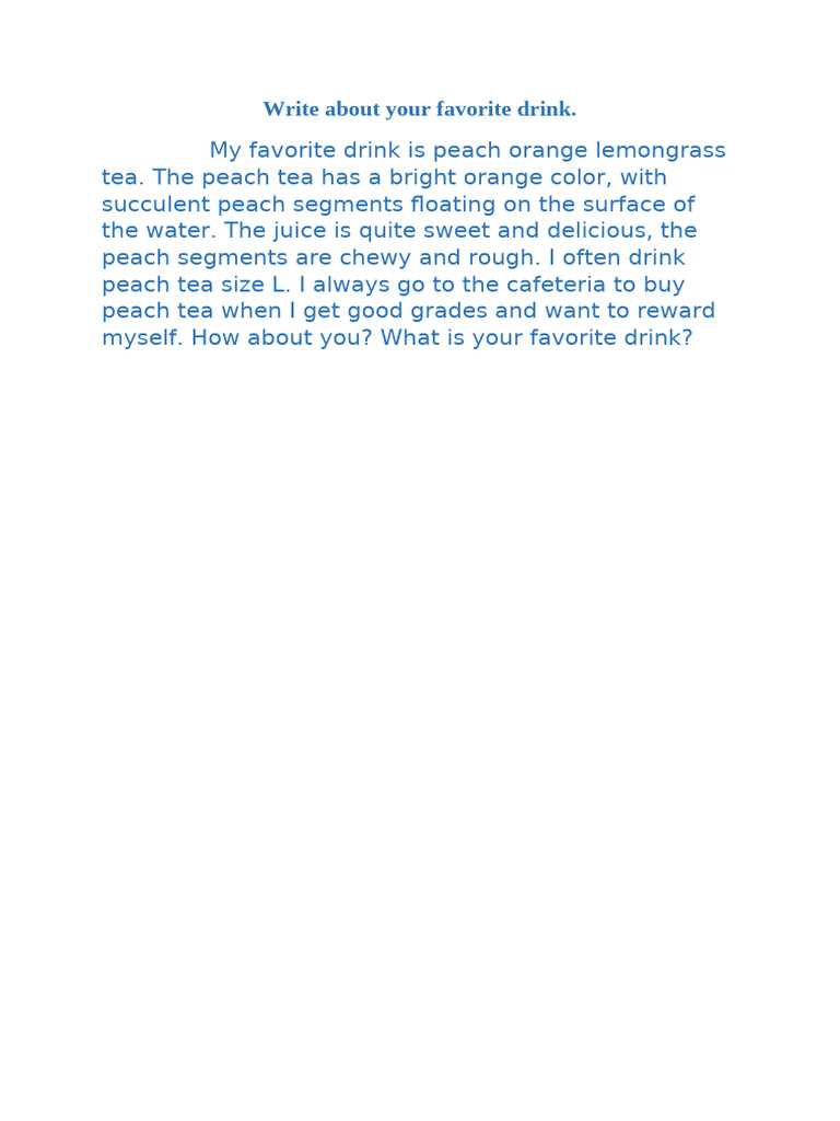 Write About Your Favorite Drink | PDF | Self-Improvement | Poetry