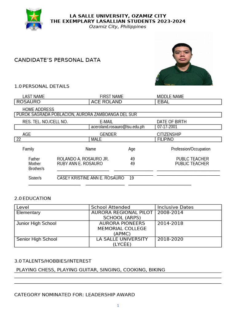 Tels Profile Sheet Template | PDF | Conflict Resolution