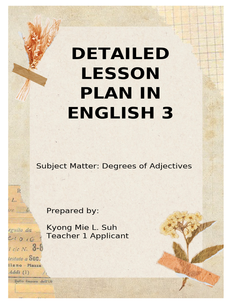 Detailed Lesson in English 3 | PDF | Adjective | Grammar