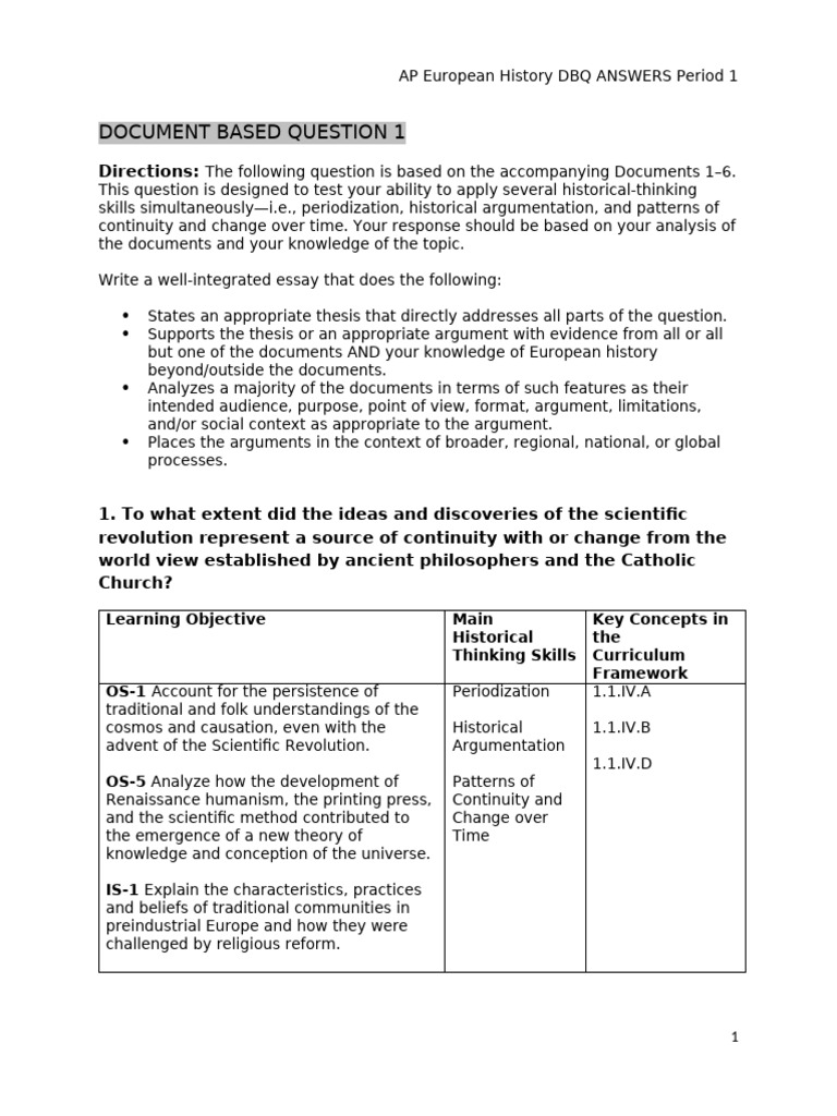 DBQ Period 1 Answers | PDF | Nicolaus Copernicus | Force