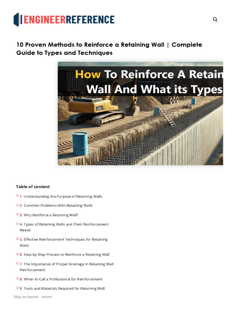 10 Proven Methods To Reinforce A Retaining Wall | PDF | Drainage ...