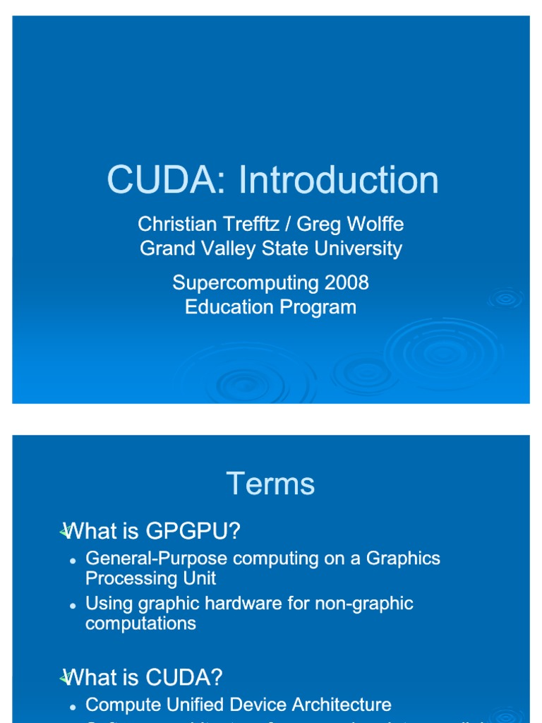 Cuda Introduction Parallel Computing Thread Computing