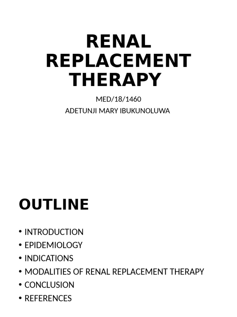 Overview of Renal Replacement Therapy | PDF | Hemodialysis | Peritoneum