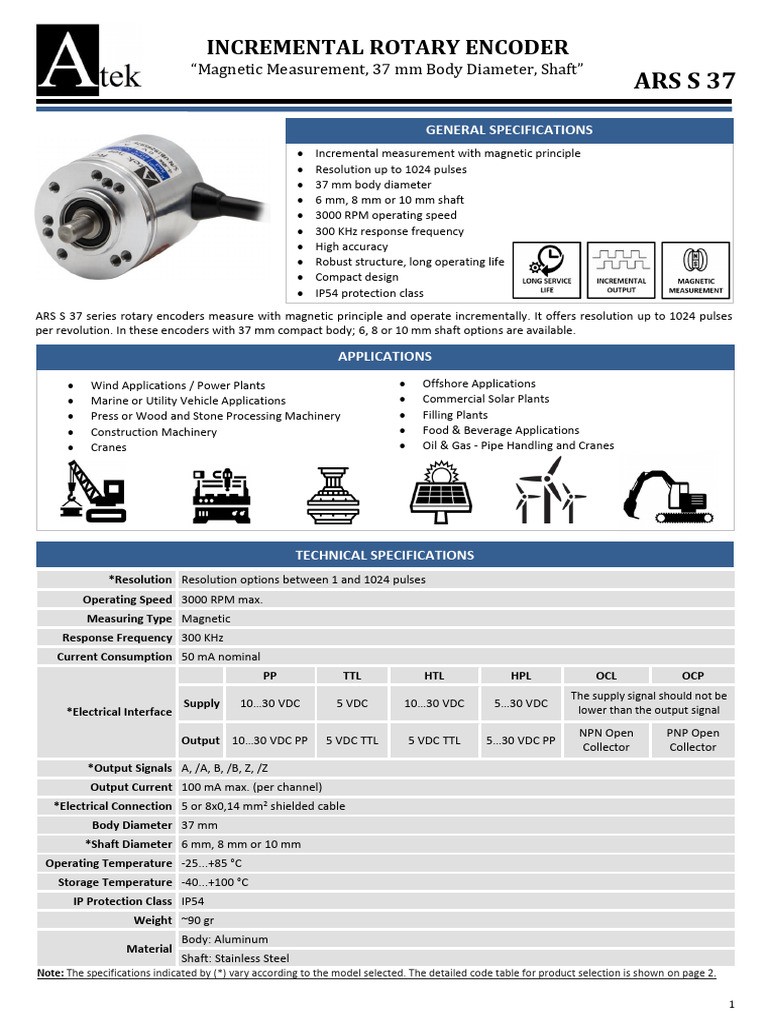 Encoder ARS - S - 37 - Eng | PDF | Electrical Engineering | Manufactured Goods