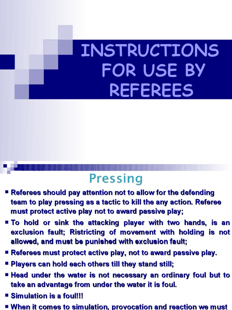 Instructions For Waterpolo Referees 09 2011 | PDF | Referee | Sport ...