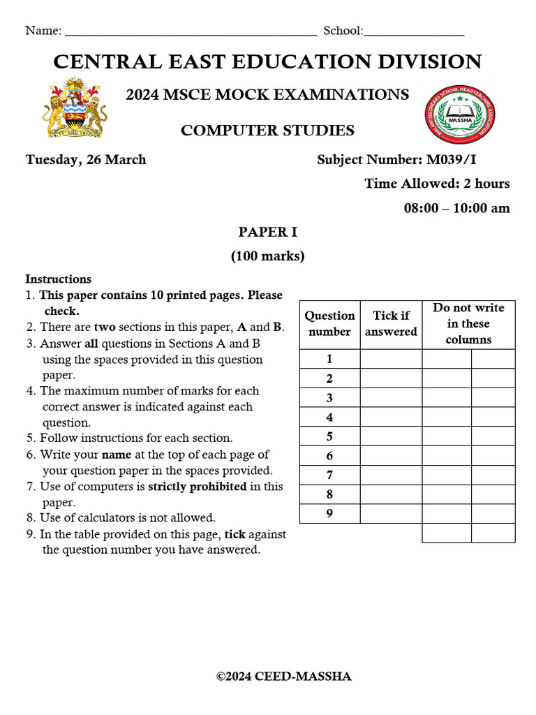 Computer Studies - Paper I | PDF | Computer Network | Spreadsheet