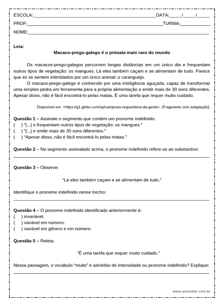 Macaco-Prego-Galego: O Primata Mais Raro e Inteligente | PDF