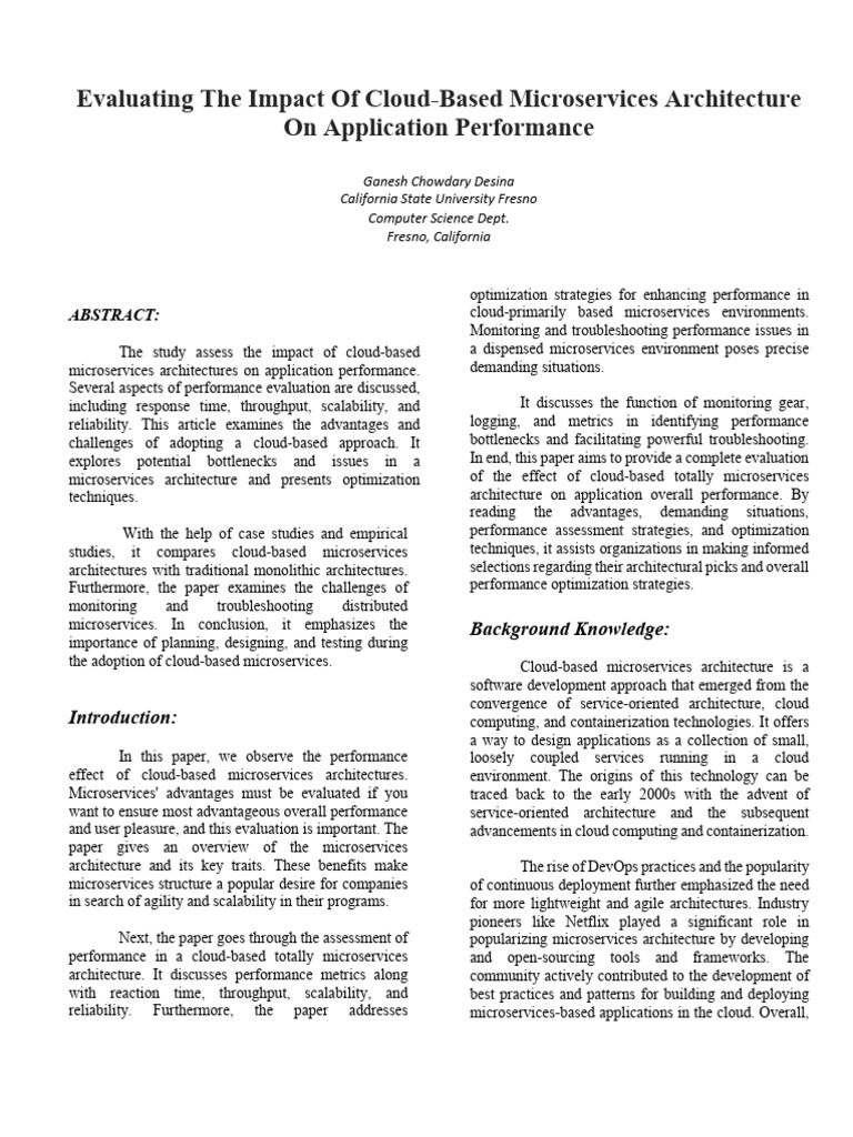 Evaluating The Impact of Cloud-Based Microservices | PDF | Cloud Computing | Scalability