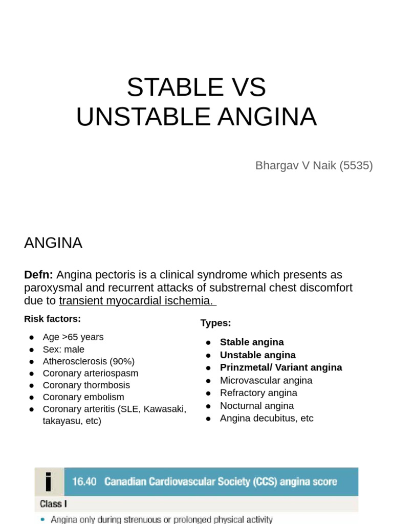 Stable VS Unstable Angina | PDF | Myocardial Infarction | Coronary ...