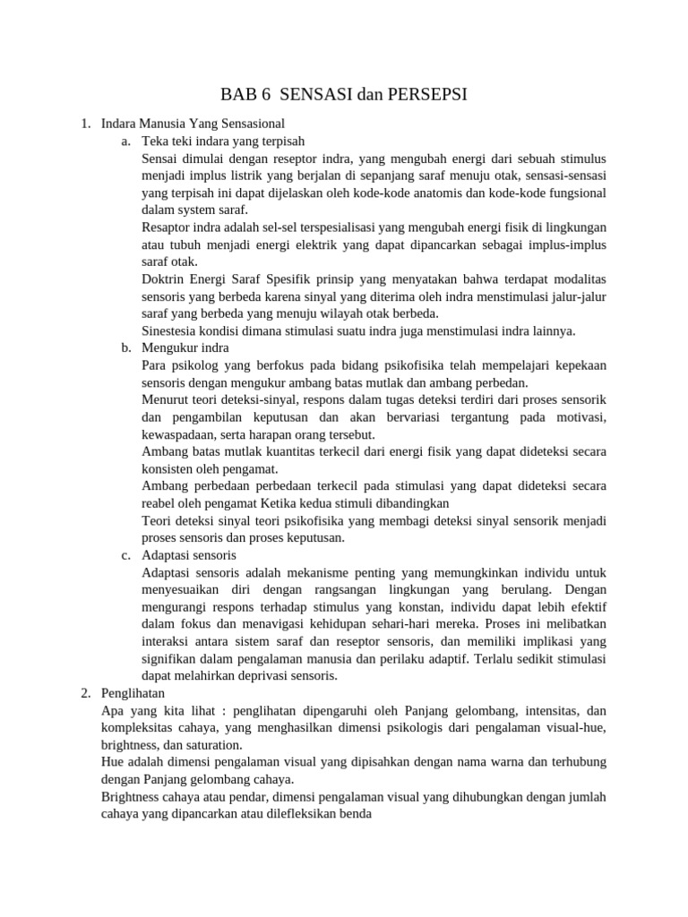 BAB 6 SENSASI Dan PERSEPSI | PDF