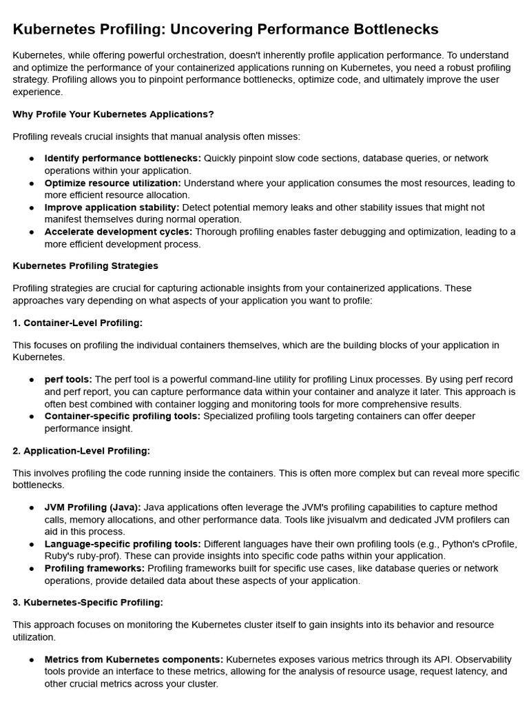 Kubernetes Profiling - Uncovering Performance Bottlenecks | PDF ...