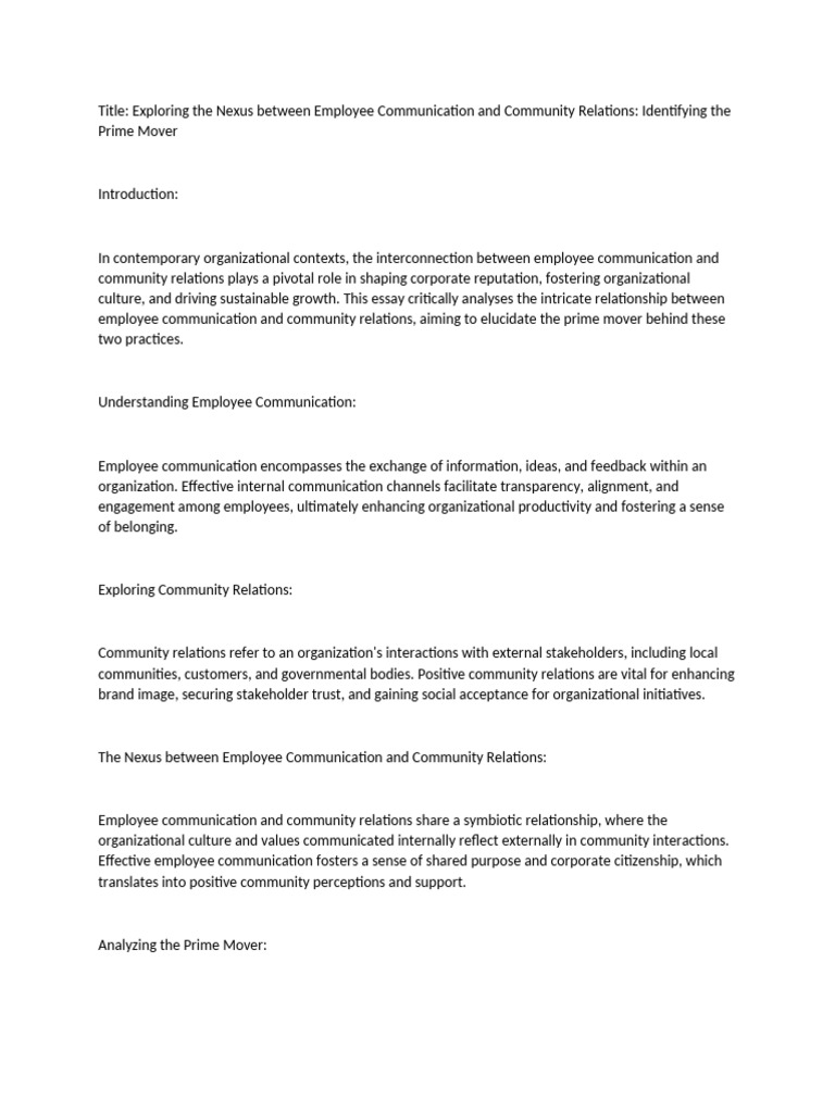 Employee and Community Relations Assign | PDF | Corporate Social ...