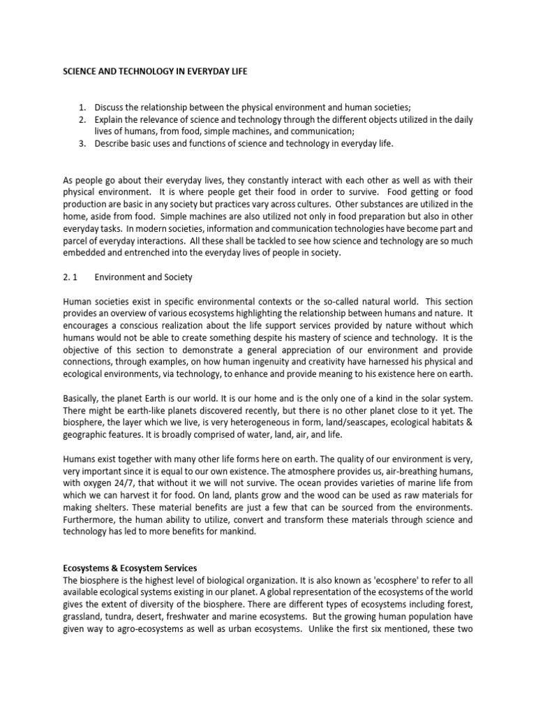 SCIENCE AND TECHNOLOGY IN EVERYDAY LIFE (Hand-Out 1) | PDF | Detergent ...