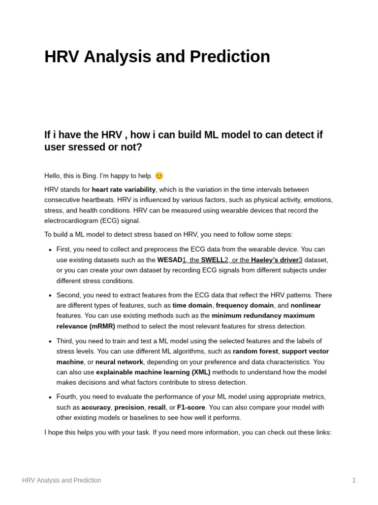 HRV Analysis and Prediction | PDF | Machine Learning | Cognitive Science