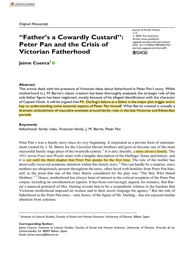 The Crisis of Victorian Fatherhood | PDF | Peter Pan | Wendy Darling