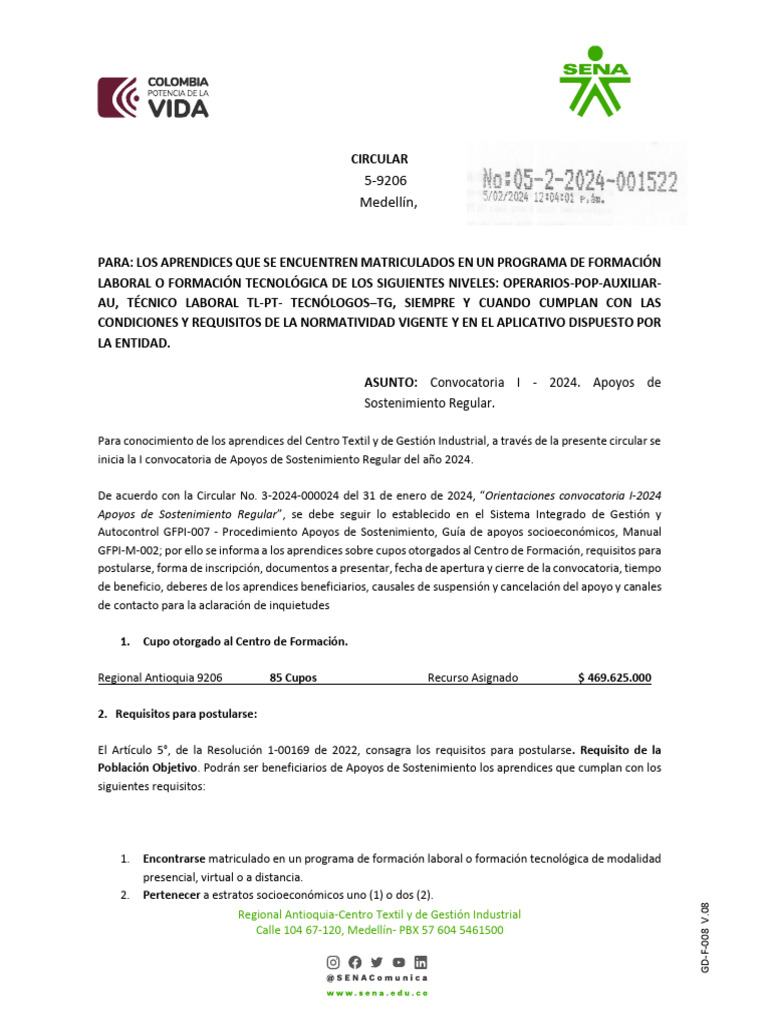 Plantilla Circular Regulares 2024 Blog | PDF | Documento de identidad