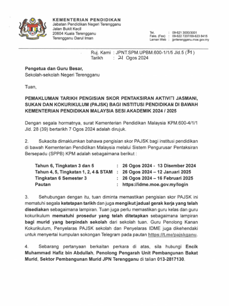 Tarikh Pengisian Pajsk | PDF