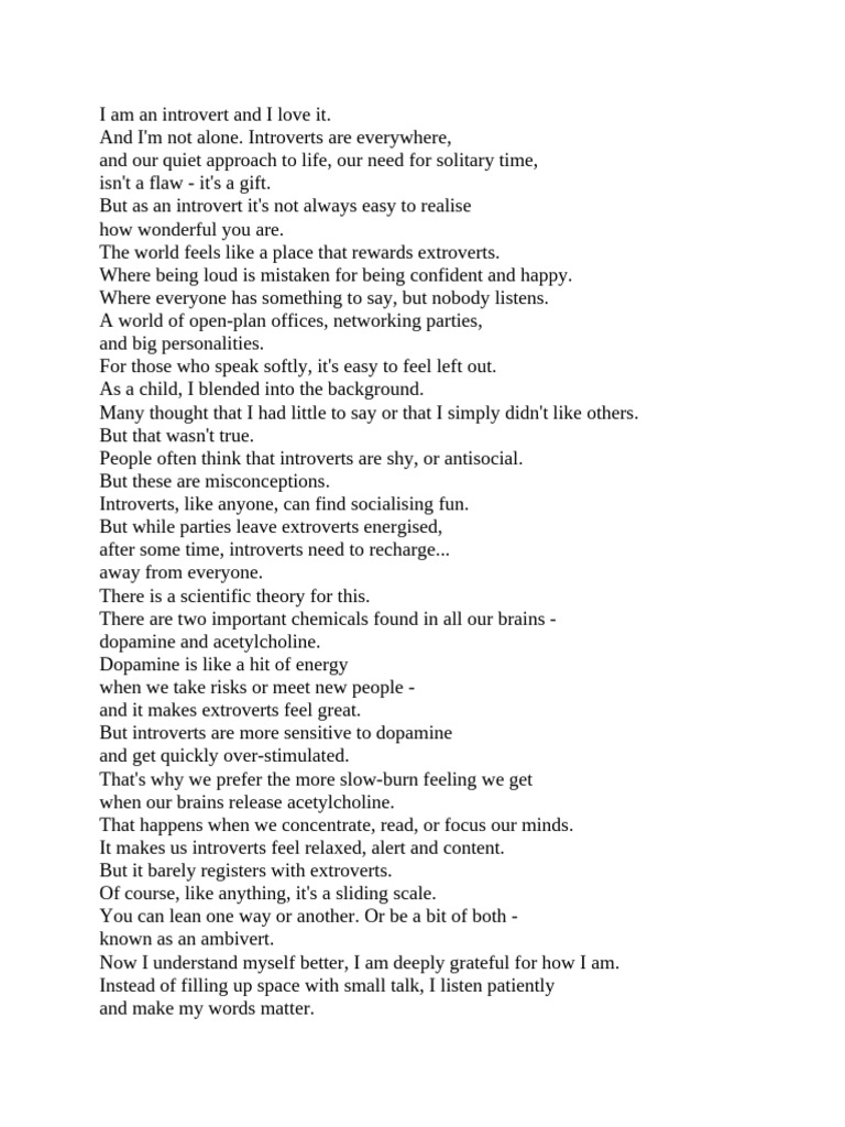 I am an introvert and I love it | PDF | Extraversion And Introversion | Psychology