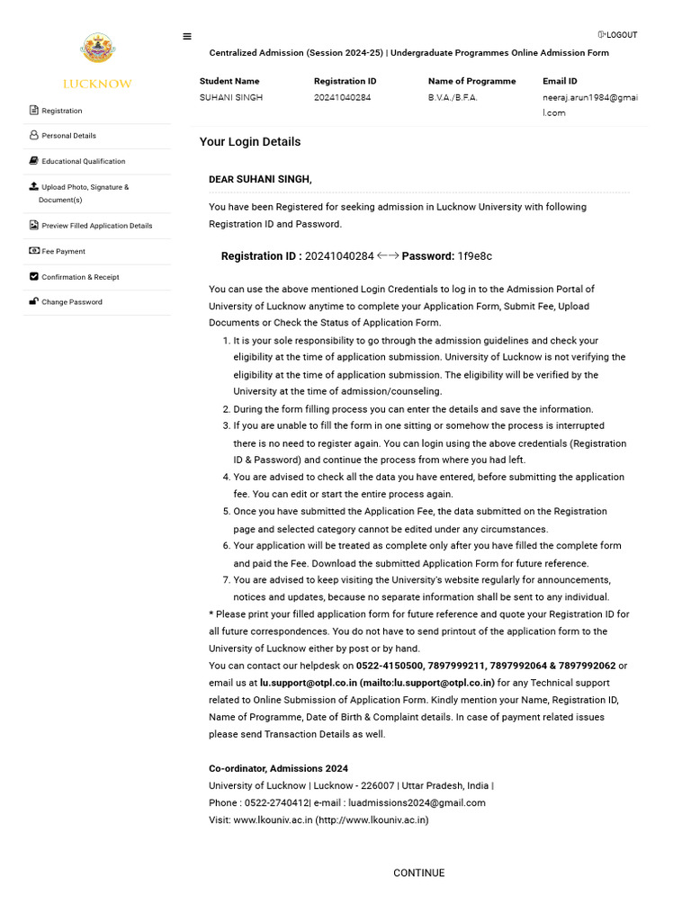 Lucknow University Registration ID Password Suhani | PDF | Career & Growth | Business