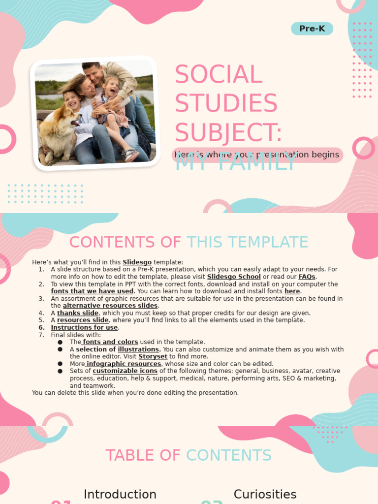 Social Studies Subject For Pre-K - My Family by Slidesgo | PDF ...