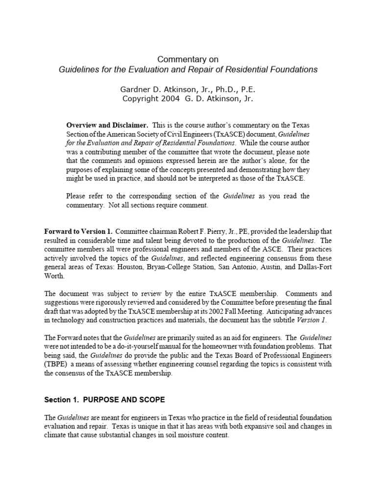 Guidelines Evaluation & Repair Residential Foundations 2 (Commentary ...