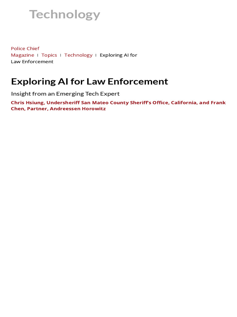 Exploring AI for Law Enforcement - Police Chief Magazine | PDF ...